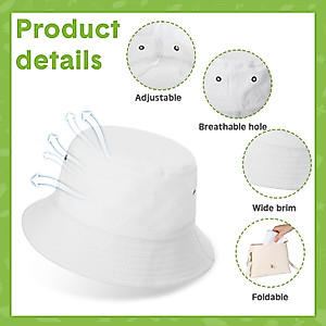 Xtinmee 48 Pcs Washed Cotton Bucket Hats Unisex Cotton Getaway Headwear Packable Summer Hats for Travel Beach Outdoor, White(Large-X-Large)