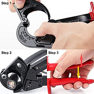 Knoweasy Cable Cutter and Ratchet Wire Cutter Works for Aluminum and Multi-core Cables up to 240mm²