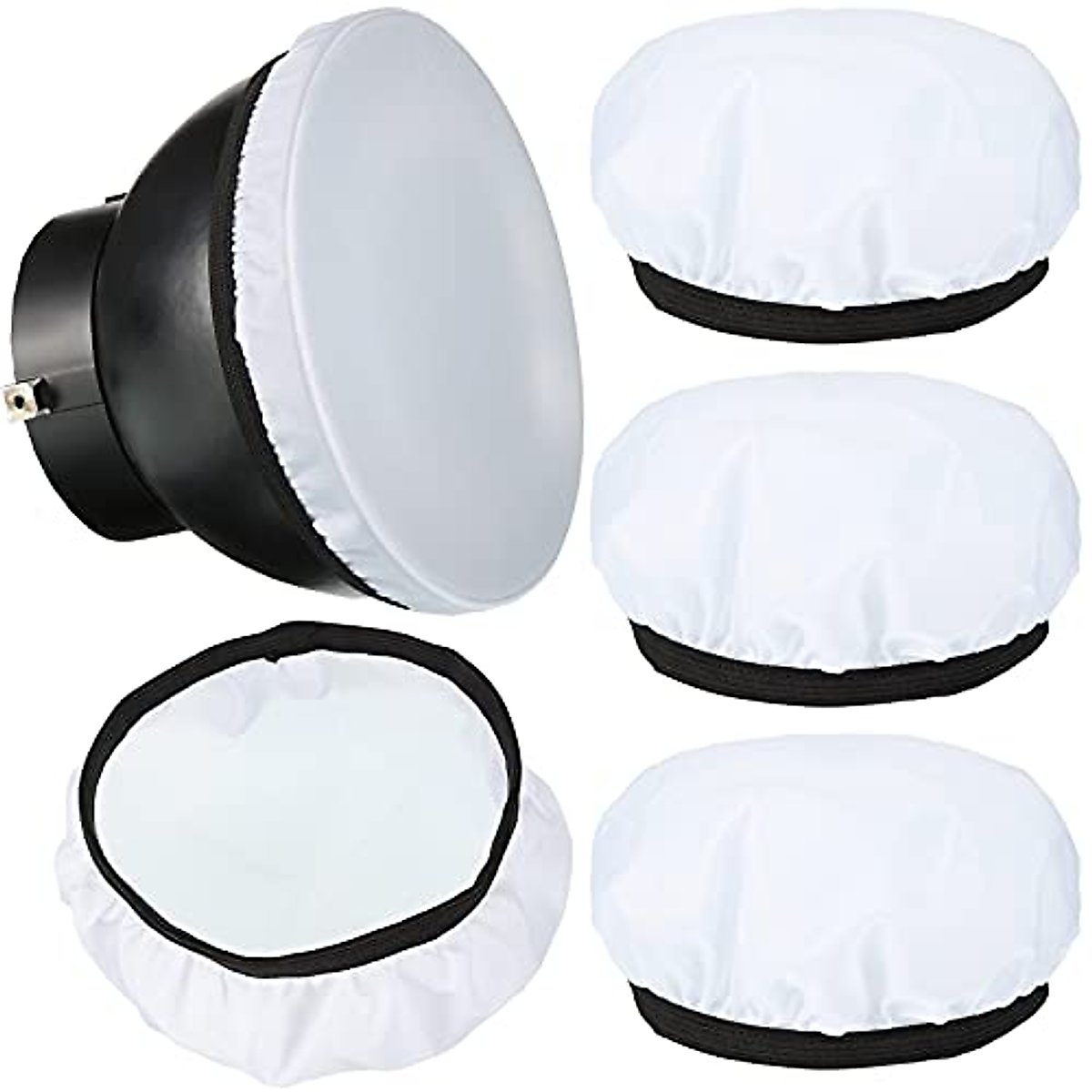 4 Pieces Diffuser Lamp Sock Soft Diffuser Lamp Cover 7 Inches/ 18 cm Standard Cloth Diffuser Light Sock Lampshade Reflector Lamp Sock for Strobe Flash Light Speedlite (White)