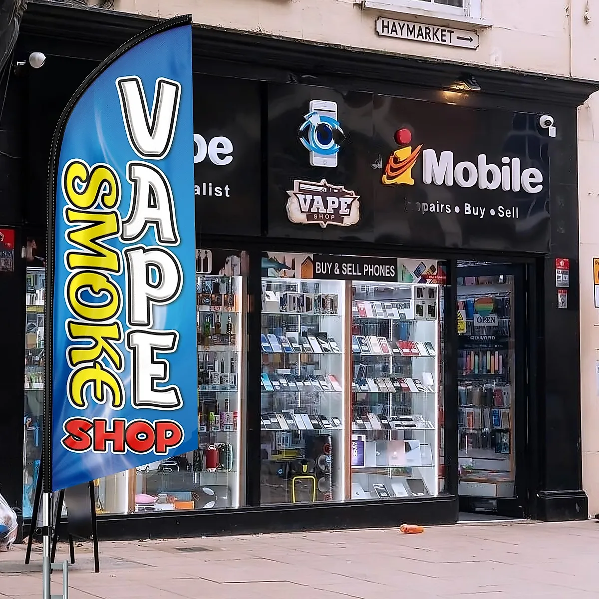 FSFLAG Vape Smoke Shop Advertising Swooper Flag, 11ft Feather Flag with Flag Pole and Ground Stake, Banner Sign for Vape Smoke Business