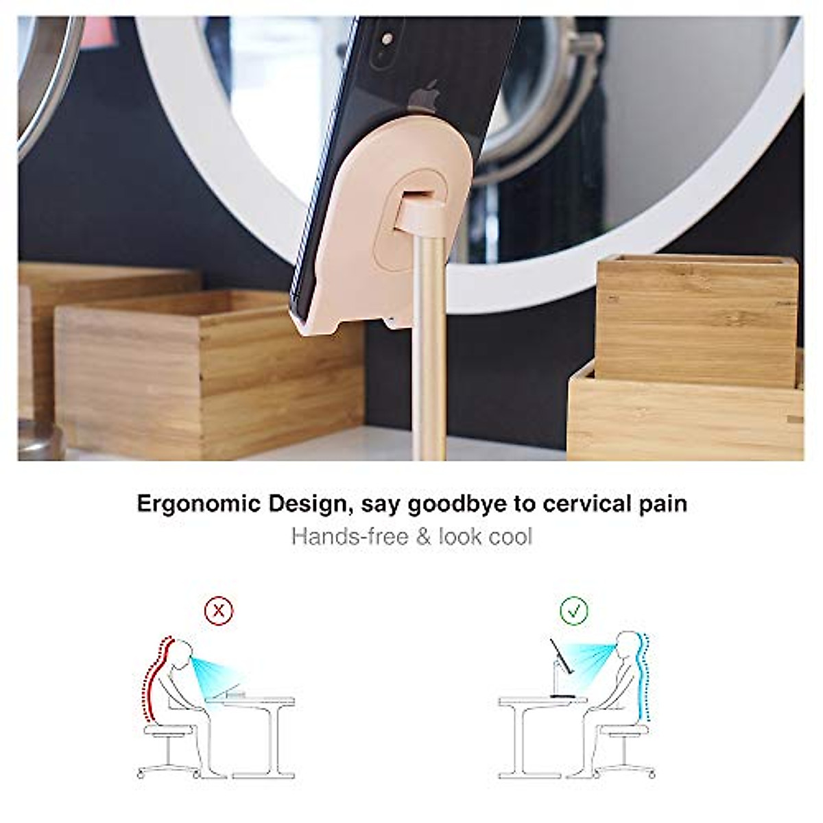 Bright Stone Phone Stand for Desk, Adjustable Tablet Stand Phone Holder for Desk, Compatible with 4"-12.9" Phones/Tablet/iPhone/iPad/Switch (Pink)