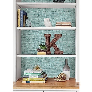 NuWallpaper NU2919 Aqua Poplin Texture Peel & Stick Wallpaper, Blue