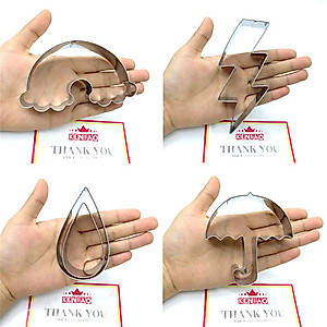 KENIAO Weather Cookie Cutter Set, 7 Pcs, Rainbow, Flash, Cloud, Sun, Umbrella and Raindrops Biscuit Cutters, Stainless Steel