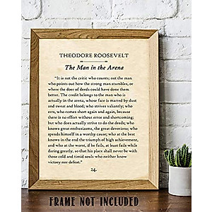 The Man In The Arena by Theodore Roosevelt - 11x14 Unframed Typography Book Page Print - Great Inspirational Gift and Men's Wall Decor for History Buffs