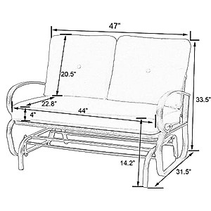 PATIO TREE Swing Glider Bench Outdoor Cushioed 2 Person Rocking Chair Garden Loveseat, Brick Red