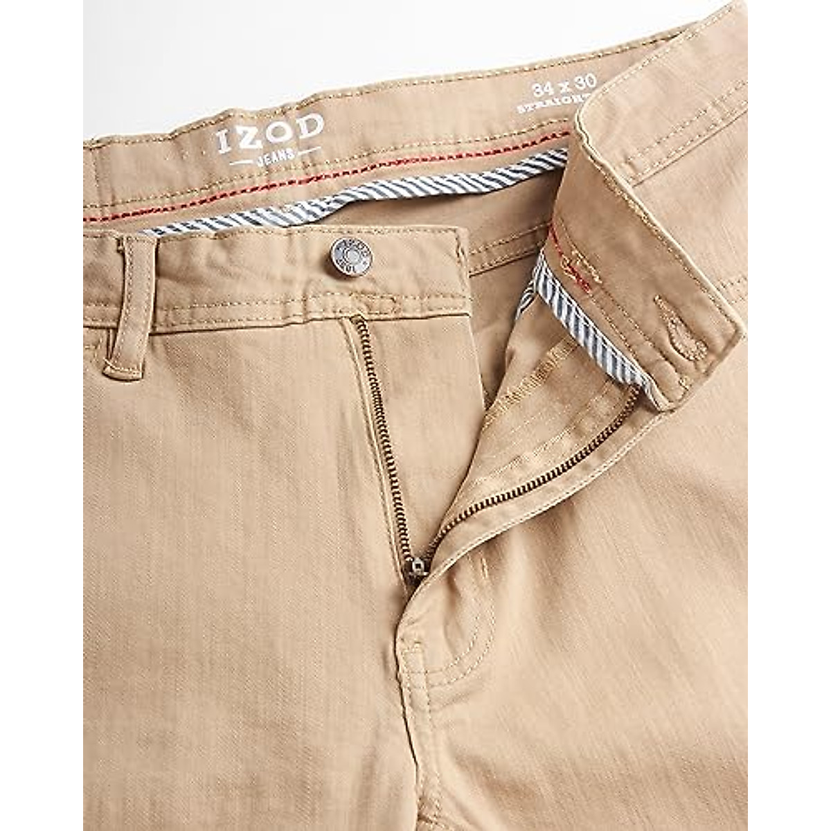 IZOD Men's Jeans - Comfort Stretch Denim Jeans - Casual Straight Leg Jeans for Men, Size 36W x 30L, Khaki