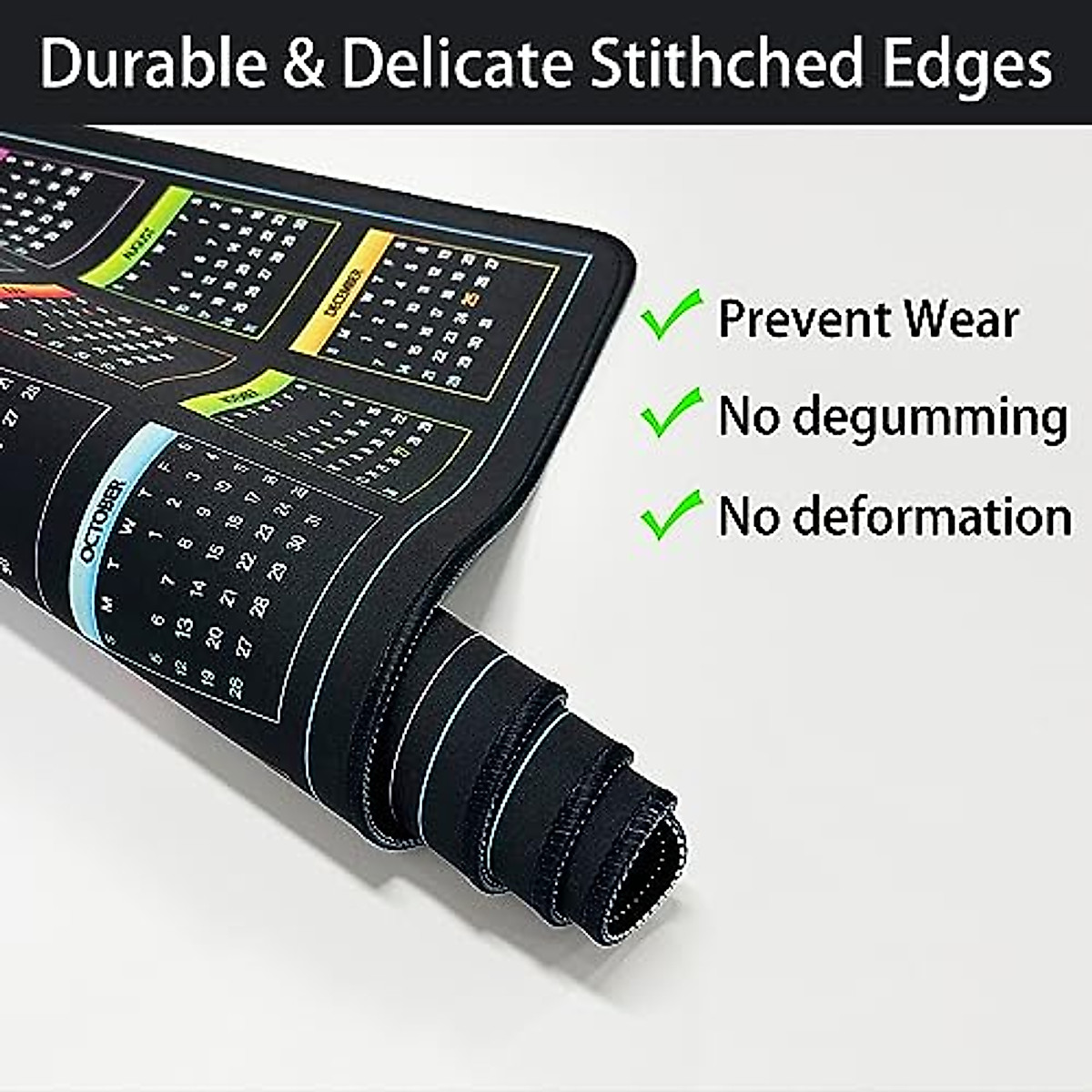 9CH Large Gaming Mouse Pad 2024-2025 Calendar with Holidays Mouse Pad Non-Slip Rubber Base, Computer Mouse Pad for Desktop Work, Game, Office(31.5 x 15.7 Inch-Black)