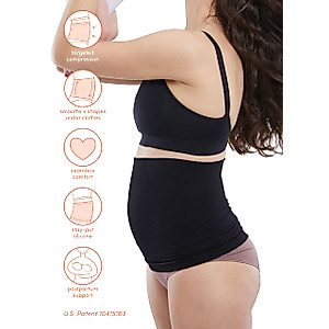 Ingrid & Isabel Basics Afterband - Postpartum Belly Band – After Birth & Post Surgery Compression Wrap for Abdominal Support and Recovery - Black (S/M)