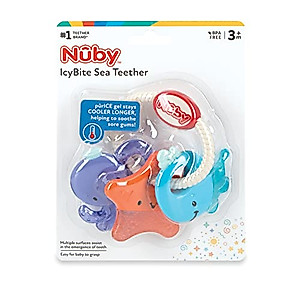 Nuby Ice Gel IcyBite Sea Teether Keys, 3M+ Multi