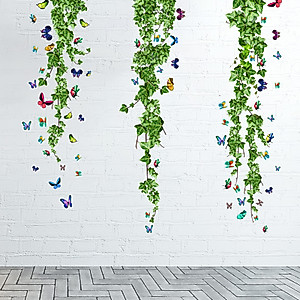 AnFigure Hanging Vine Wall Decals Ivy Leaves Grapevine Wall Stickers Nature Plant Leaf Greenery Leaves Wall Decal Bedroom Living Room Sofa TV Background Wall Decor