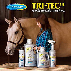 Farnam Tri-Tec 14 Horse Fly Spray, Kills, Repels, Protects, 128 Ounces, Easy Pour Gallon Refill