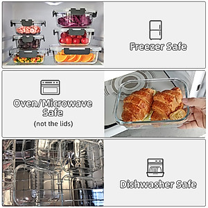 C CREST Food Storage Glass Containers Set of 12 with Locking Lids, Multi-Size, Airtight Seal for Freshness, Perfect for Meal Prep and Storage