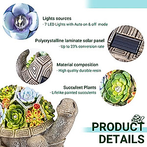 GIGALUMI Solar Garden Statues Turtle Figurine Lights for Outside, Yard Decorations Outdoor, Garden Decor Unique Birthday Housewarming Gifts for Mom, Women for Mothers Day