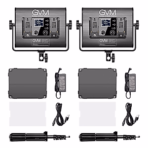 GVM RGB Photography Lighting Kits with 2 Softboxes, 680RS 50W Studio Lights with Bluetooth Control, 2 Packs Video Light with 18 Lighting Scenes, led Panel Lights for Video Recording, 8500lux/0.5m