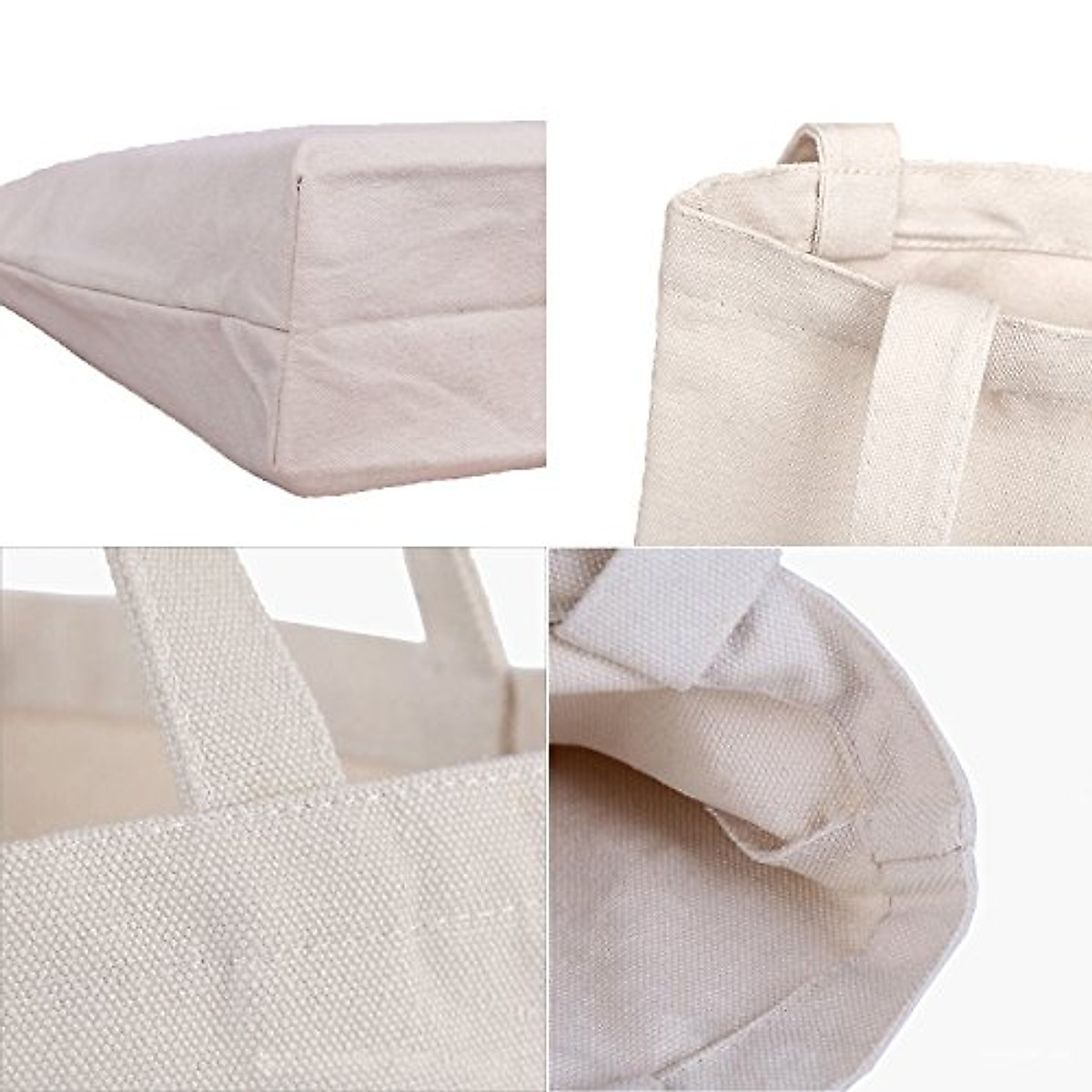 Canvas Bags Heavy Natural Canvas Tote Bags with Bottom Gusset Reusable Grocery Bags Canvas Shopping Bags with Long Handles (15.7"x13.7"x4", 1 pack), 12 oz Canvas