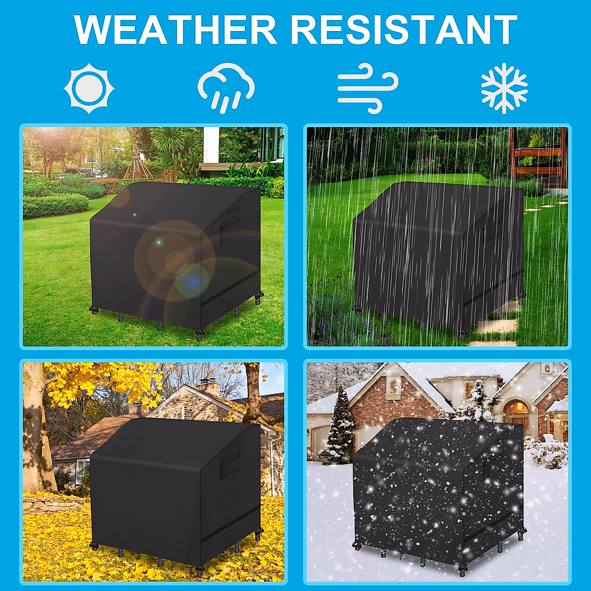 GJMZTQG Heavy Duty Outdoor 41 Inch Bar Set Cover,600D Waterproof UV Resistant Anti-Fading Bar Table Set Covers,with Air Vent and Handles, for Patio Bar Table Set, Black, 41" L x 38W x 40" H