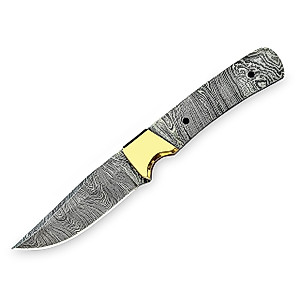 Custom Handmade Damascus Steel Blank Blade for Knife Making With Brass Bolster Model HB 02