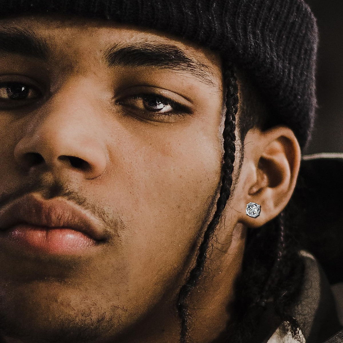 Jstyle 2 Pairs Stainless Steel Magnetic Stud Earrings for Men Women Non-piercing CZ Hypoallergenic 7mm