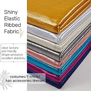 MaiMaiSuan 60’’ Wide Soft Shiny Stretch Metallic Luster Rib Knit Fabric for Dancing Dress Costume Wedding Dress DIY Clothing Fabric(3 Yard,White)