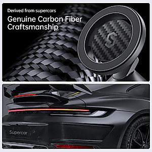 SYNCWIRE Fits MagSafe Car Mount - Carbon Fiber Magnetic Phone Holder for Car, 360° Roation Strong Magnet Car Phone Mount Dashboard Compatible iPhone 15 Pro Max 14 13 12,Samsung,MagSafe Car Accessories