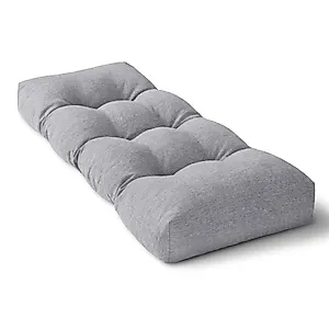 ROFIEJOX Bench Cushion 36 Inch - Polyester Brushed, High-Density Foam, Non-Slip Bottom, Soft Durable Indoor Tufted Long Seat Cushion for Window Garden Furniture (Grey, 36x14x4 Inch)