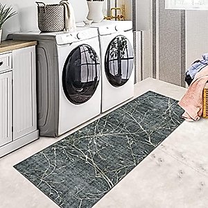RUGSREAL Area Rug 2x6 Runner Rug Kitchen Mat Vintage Floral Runner Rug Entrance Foldable Rug Washable Hallway Entry Carpet Non Slip Rugs Farmhouse Living Room Bathroom Bedroom Dining Room,Grey
