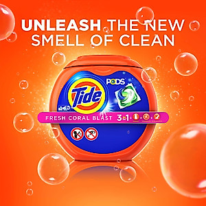 Tide PODS Laundry Detergent Liquid Pacs Tub, Fresh Coral Blast Scent, 3 in 1 HE Turbo, 81 Count