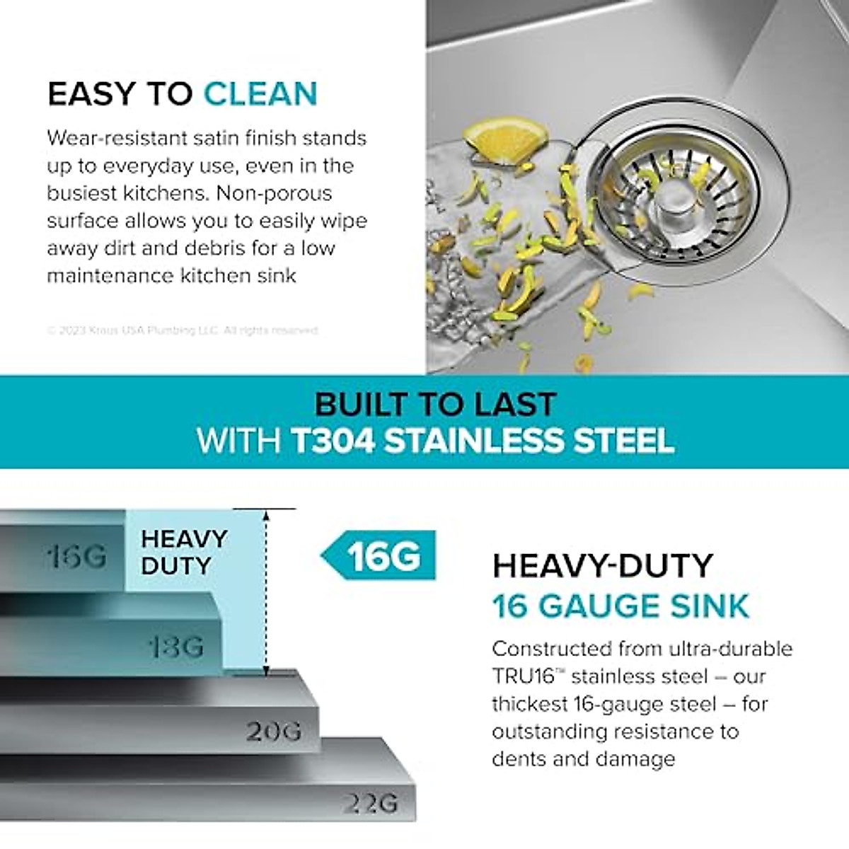 KRAUS Kore 17-Inch Undermount Workstation 16 Gauge Single Bowl Stainless Steel Bar Kitchen Sink with Accessories, KWU111-17