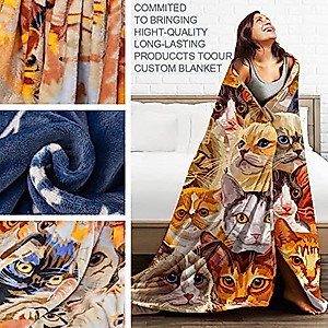 Bilibunny Cat Blanket Gifts for Cat Lovers, 40"x55" Soft Warm Flannel Cozy Throw Blankets for All Seasons, Cute Cat Fuzzy Blankets for Couch Sofa Bedroom Chair Camping Office Car Travel Picnic (Pet)