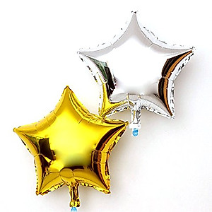 18" Star Balloons Foil Balloons Mylar Balloons Party Decorations Balloons, Silver, 10 Pieces