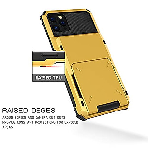 MuZiFei Galaxy S9 Plus Wallet Case Card Holder ID Slot Scratch Resistant Dual Layer Protective Bumper Rugged TPU Rubber Armor Hard Shell Cover Phone Cases for Samsung Galaxy S9+ Plus,Yellow