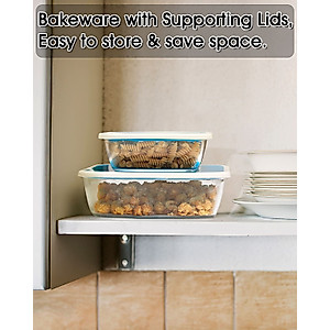 NUTRIUPS 1 QT Square Glass Baking Dish with Lid, 6x6 Baking Dish for Oven, Small Glass Food Bakeware