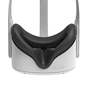 AMVR Face Cushion Pad Replacement for Oculus Quest 2, Silicone Face Cover for Quest 2 Headset, Sweatproof Washable Lightproof Anti-Leakage VR Face Plate Mask Accessories (Black, Only Cover)
