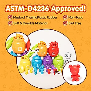 JOYIN Rainbow Counting Bears with Matching Sorting Cups - 83 Pcs Set Learning Toys for Kids Age 3+, Number Sorting, Color Recognition, Tweezers, Dice, Instruction Book, Educational Sensory Toy Gift