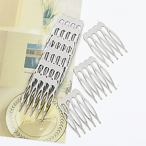 Lawie 20 Pack 5 Teeth Small Tiny Silver Metal Side Hair Combs Plain Blank Crafting DIY Slide Combs Wedding Bridal Veil Combs Decorative Headpiece French Twist Updo Clip Bun Holder Hair Accessories