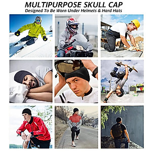 Headshion Cotton Skull Caps for Men Women,2-Pack Lightweight Beanie Sleep Hats Breathable Helmet Liner Black,Grey