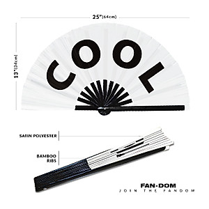 Cool hand fan foldable bamboo circuit hand fan funny gag slang words expressions statement gifts Festival accessories Rave handheld Circuit event fan Clack fans (White)