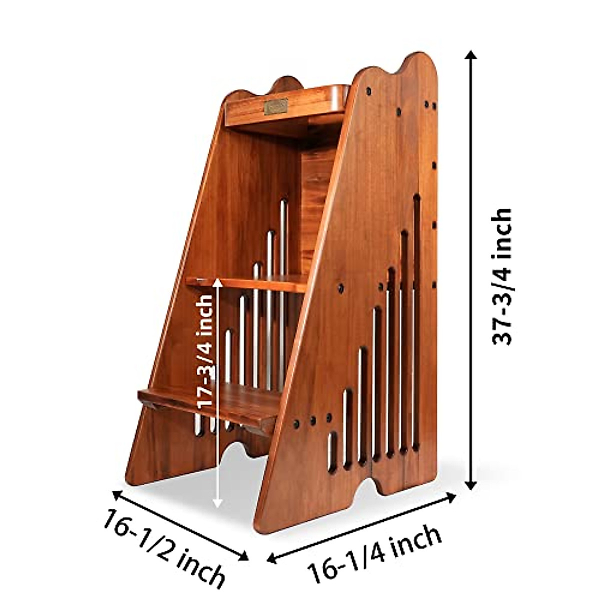 CONSDAN Kitchen Step Stool for Toddlers, Kids Standing Tower Kitchen Toddler Learning Stool, Kitchen Helper Stool with Safety Rail for Kitchen Counter, Bathroom Sink, Solid Wood