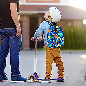 Zicac Children's Cute Canvas Backpacks Toddler Backpack (M, Blue Dinosaur)