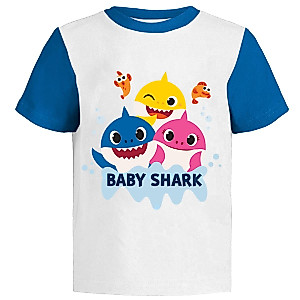 Baby Shark Graphic T-Shirts 3 Pack for Boys 3T Ecru/YEL/Wh SS