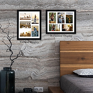 DUENPY 11x14 Collage Picture Frame, 4x6 Collage Picture Frame，Displays Five 4x6 inch Photos, or 11x14 (Without Mat) Available for Horizontal and Vertical Display，Black.