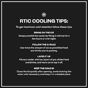 RTIC 45 QT Ultra-Tough Cooler Hard Insulated Portable Ice Chest Box for Beach, Drink, Beverage, Camping, Picnic, Fishing, Boat, Barbecue, Black