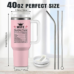 Wifey 40oz Insulated Travel Mug - Wifey Coffee Cup Tumbler with Handle, Anniversary & Birthday Gift for Wife Idea