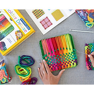 Friendly Loom Potholder 7" Traditional Size Green Potholder Plus Loom Kit with Rainbow Color Cotton Loops Make 6 Potholders, Weaving Crafts for Kids & Adults, Made in The USA by Harrisville Designs