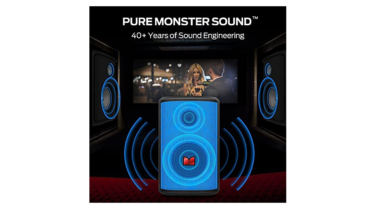 Monster Sparkle Loud Bluetooth Speaker - 80W Portable Party Speaker