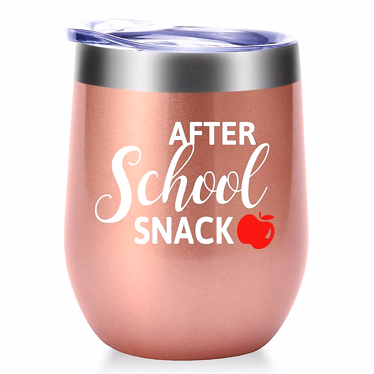 After School Snack Mug.Teacher Gifts for Women.Year End Graduation Gifts,Thank You Gifts,Christmas Gifts for Teachers Wine Tumbler(12oz Rose Gold)