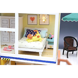 DIY Miniature Dollhouse Kit Container Home B - Miniature House Kit - Tiny House Building Kit With Dust Cover Music Box - DIY Miniature Kit with Furniture - DIY House Kit for Adults