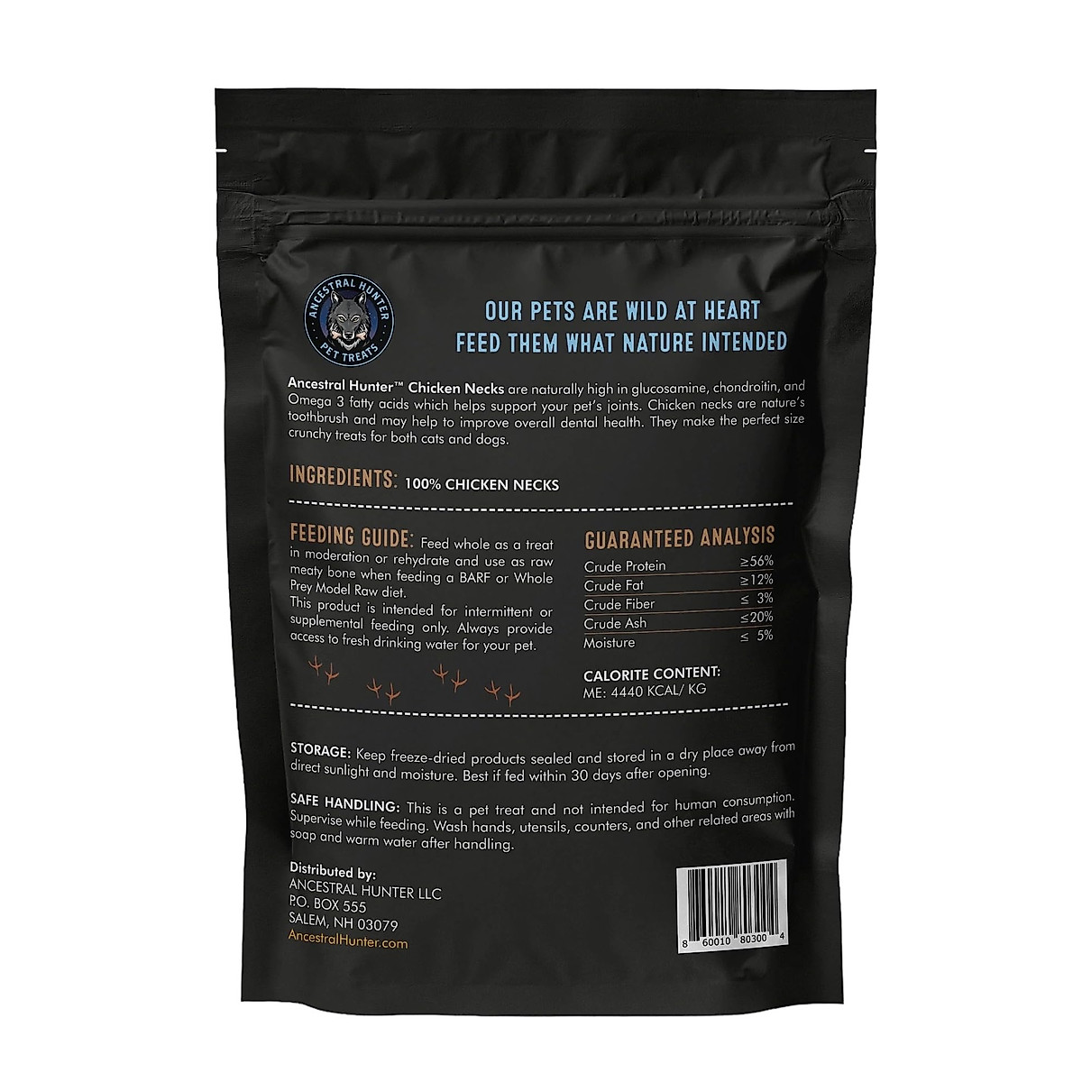 Ancestral Hunter Freeze Dried Chicken Necks for Dogs & Cats - Made in USA- Healthy Chicken Neck Treats for Dogs- Freeze Dried Raw Chicken Necks for Dogs
