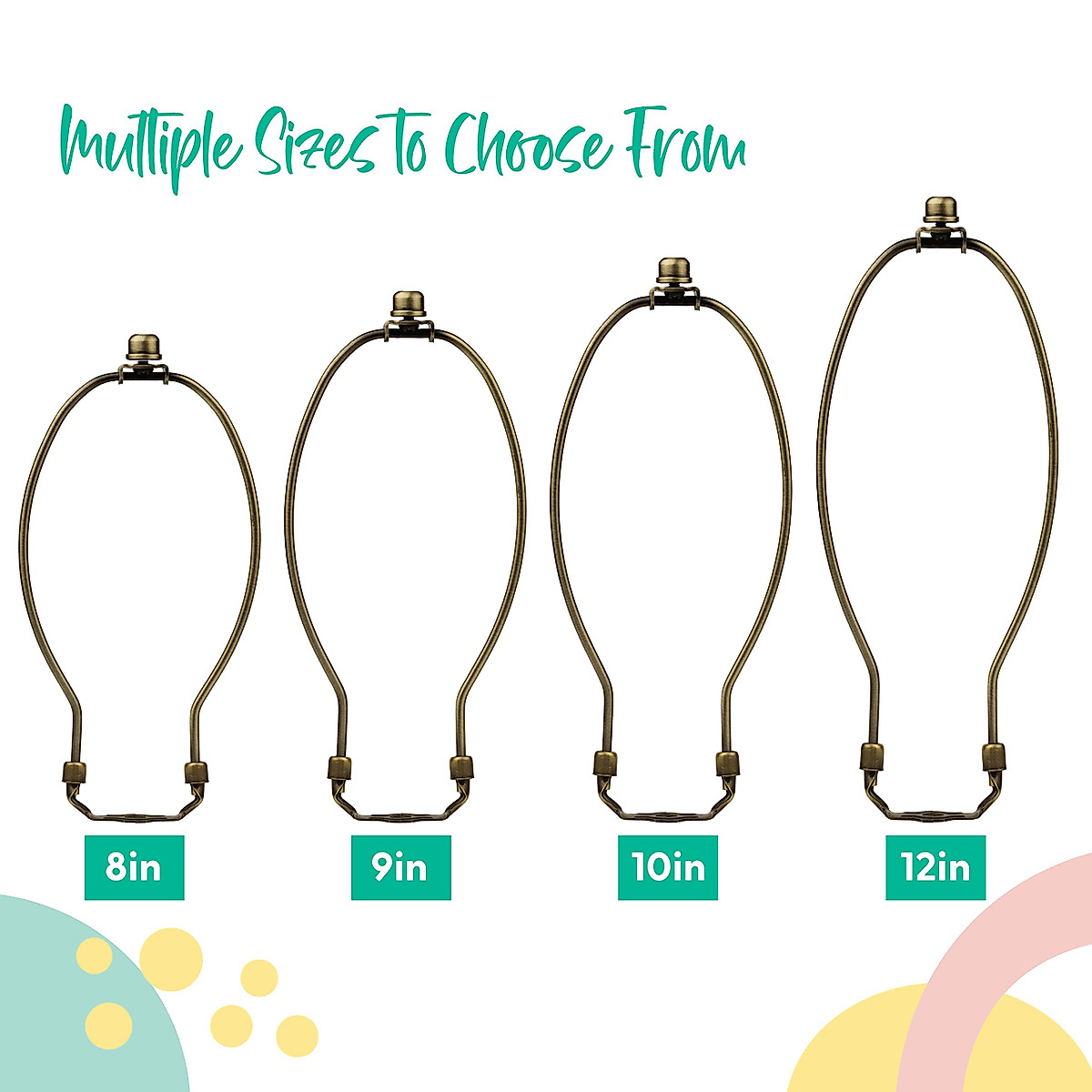 I Like That Lamp Complete Lamp Harp Set (1 Pack) - Antique Brass 10" Harp (Suitable for a 11" to 12" Lampshade) - Includes Harp, Saddle Holder Base & Finial - Harp Converter For Table and Floor Lamps