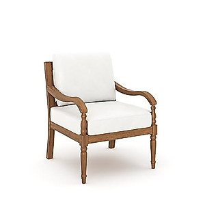New Classic Furniture Savannah Wood Club Chairs in Natural/White Linen (Set of 2)